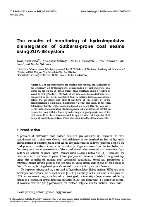 (PDF) The results of monitoring of hydroimpulsive disintegration of ...