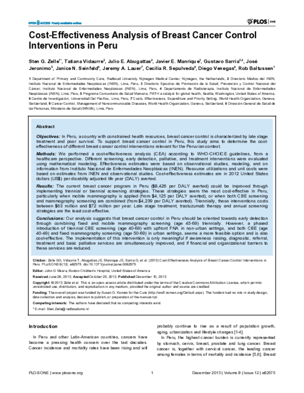 (PDF) Cost-Effectiveness Analysis of Breast Cancer Control ...