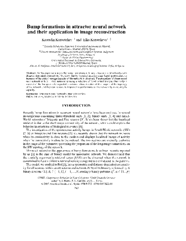 (PDF) Bump formations in attractor neural network and their application in image reconstruction
