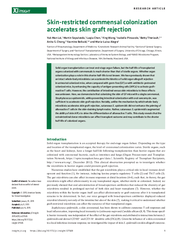 (PDF) Skin-restricted commensal colonization accelerates skin graft ...