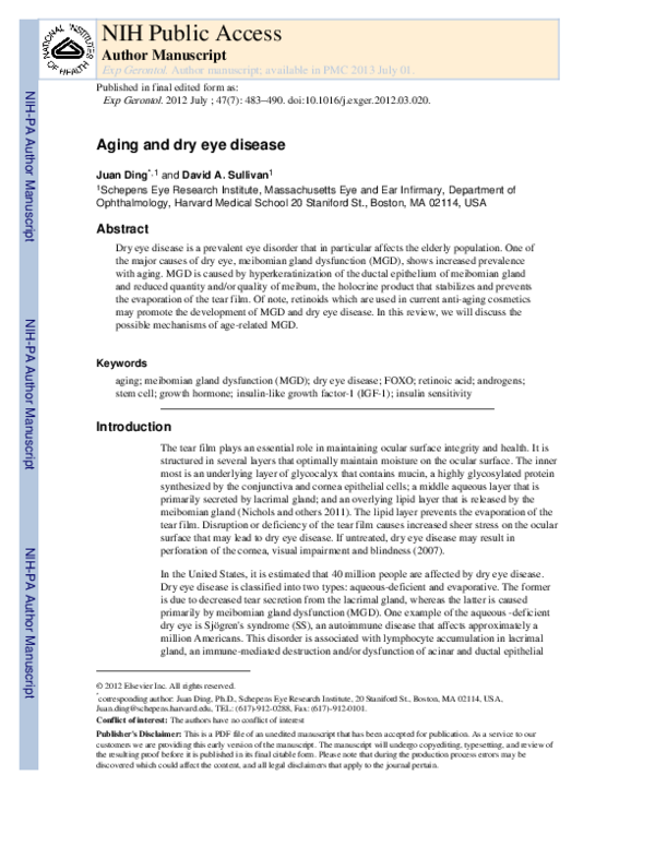(PDF) Aging and dry eye disease