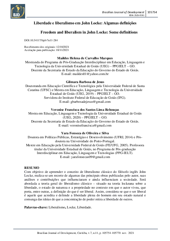 (PDF) Liberdade e liberalismo em John Locke: Algumas definições ...