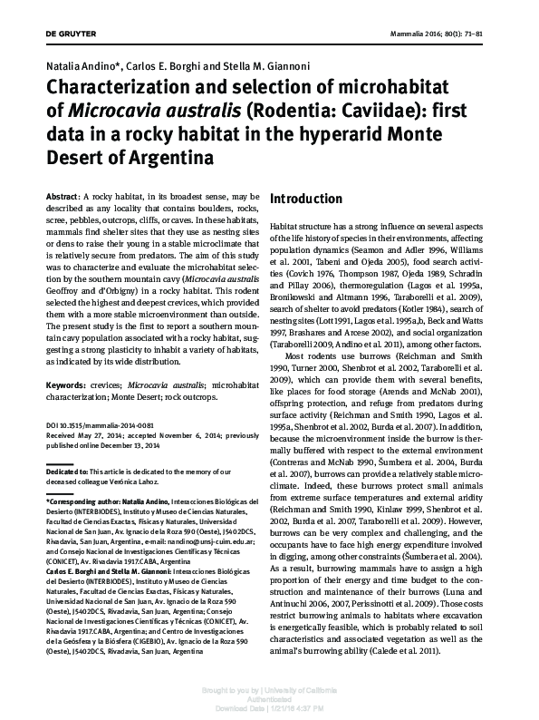 (PDF) Characterization and selection of microhabitat of Microcavia ...