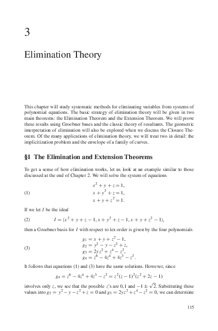 (PDF) Elimination Theory