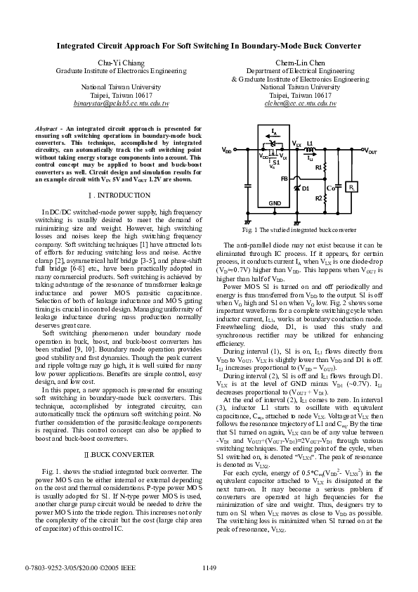 (PDF) Integrated circuit approach for soft switching in boundary-mode buck converter