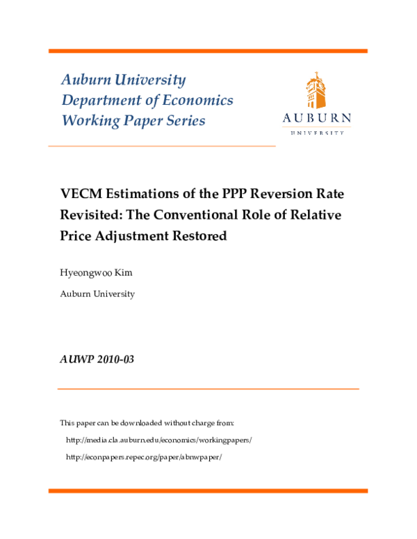 (PDF) Restoring the Role of Relative Price Adjustment
