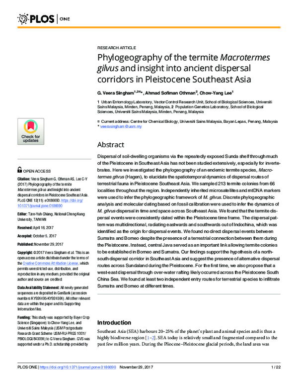 (PDF) Phylogeography of the termite Macrotermes gilvus and insight into ...