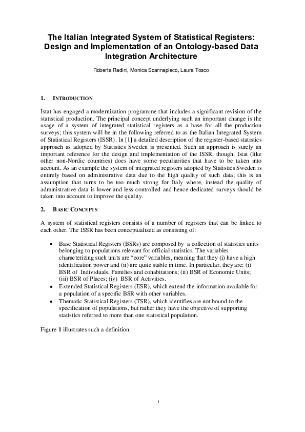 (PDF) The Italian Integrated System of Statistical Registers : Design and Implementation of an ...
