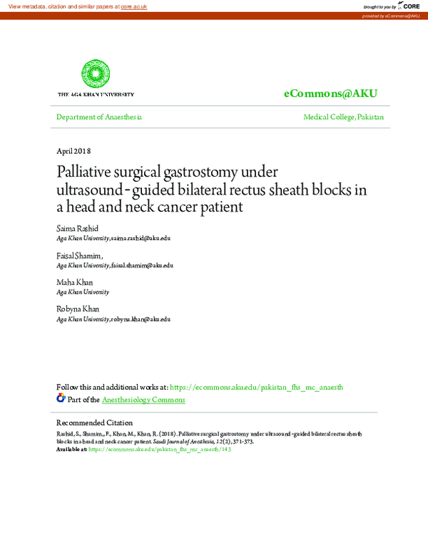 (PDF) Palliative surgical gastrostomy under ultrasound-guided bilateral ...