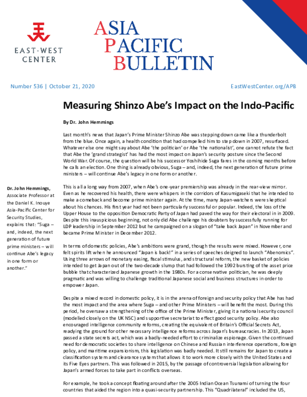(PDF) Measuring Shinzo Abe's impact on the Indo-Pacific