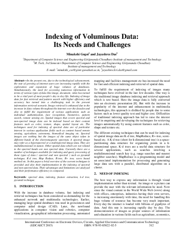 (PDF) Indexing of Voluminous Data: Its Needs and Challenges