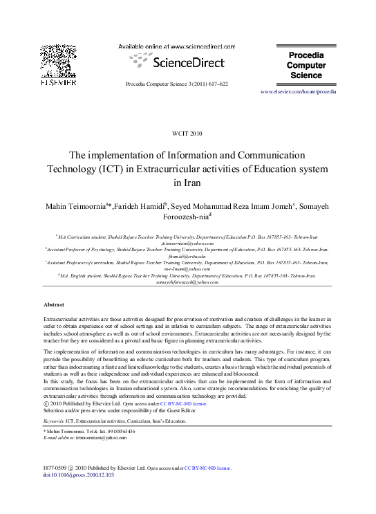 (PDF) The implementation of information and communication technology ...