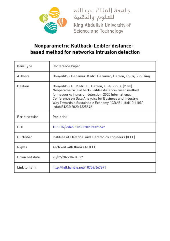 Pdf Nonparametric Kullback Leibler Distance Based Method For Networks Intrusion Detection