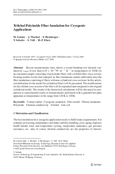 (PDF) Trilobal Polyimide Fiber Insulation for Cryogenic Applications