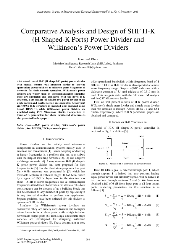 (PDF) Comparative Analysis and Design of SHF H-K (H Shaped-K Ports ...