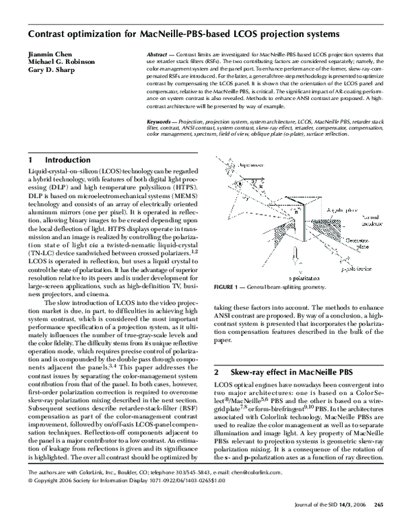 (PDF) Contrast optimization for MacNeille-PBS-based LCOS projection systems