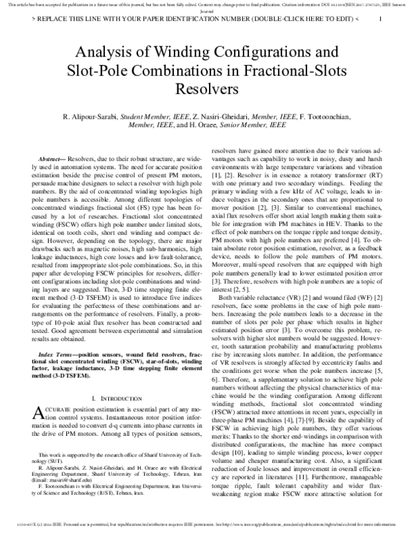 (PDF) Analysis of Winding Configurations and Slot-Pole Combinations in ...