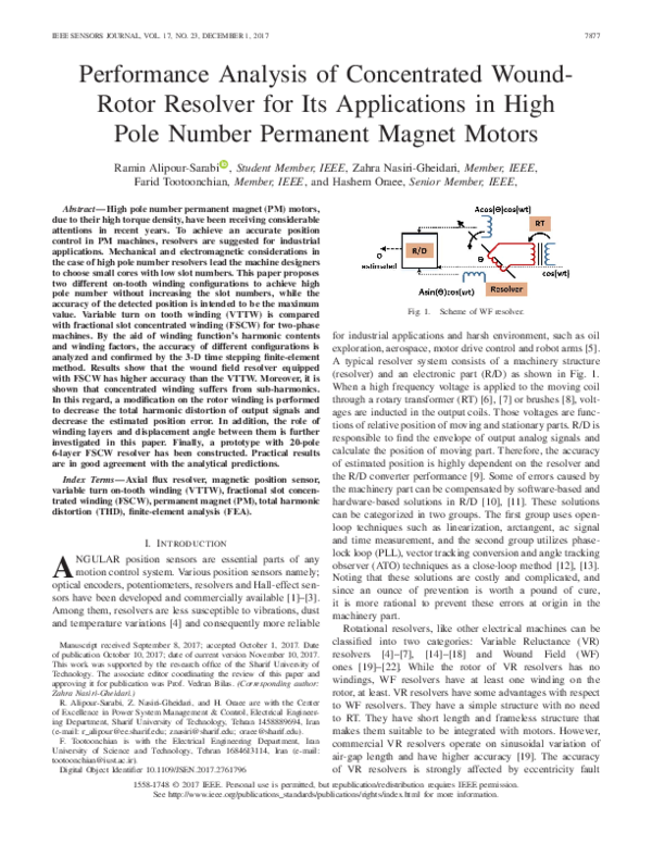 (PDF) Performance Analysis of Concentrated Wound-Rotor Resolver for Its ...