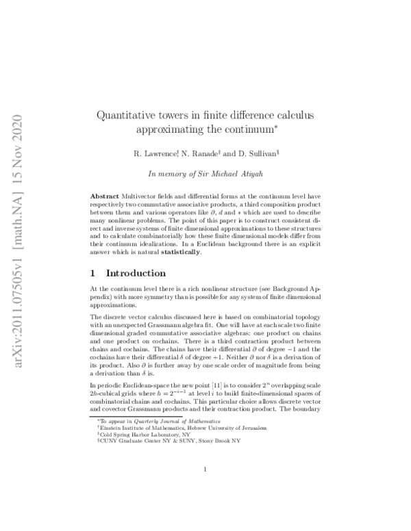 Pdf Quantitative Towers In Finite Difference Calculus Approximating The Continuum