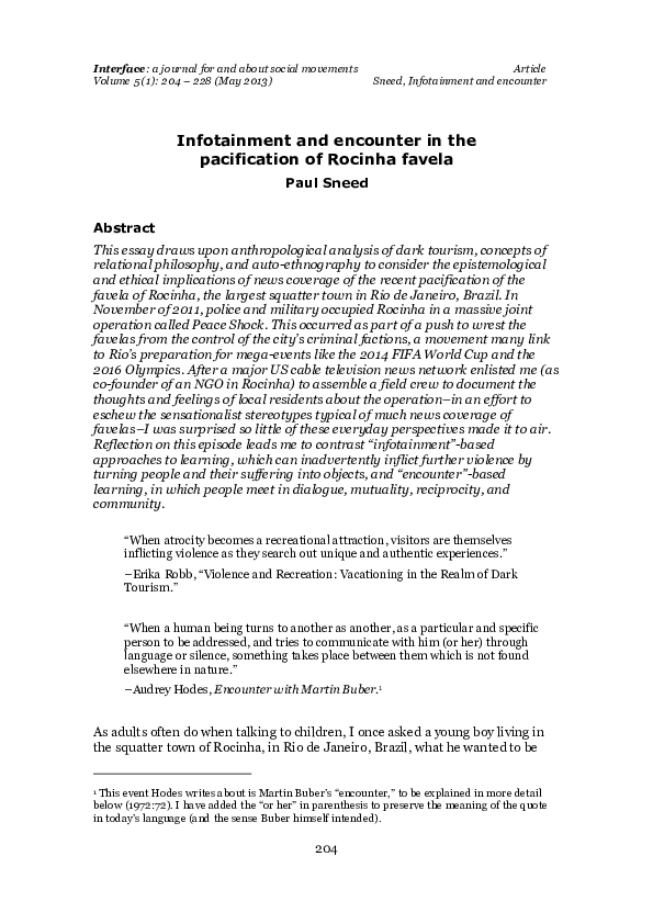 (PDF) Infotainment and encounter in the | Paul Sneed - Academia.edu