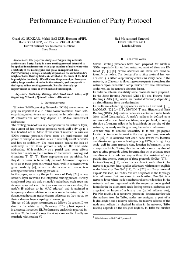 (PDF) Performance Evaluation of Party Protocol