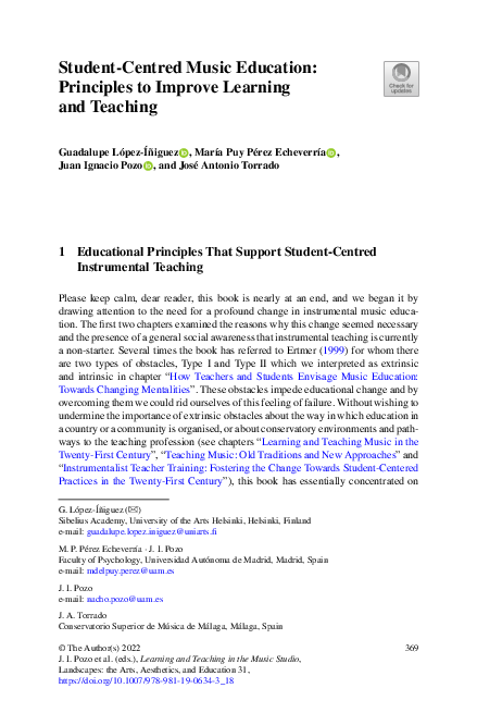 (PDF) Student-Centred Music Education: Principles to Improve Learning and Teaching
