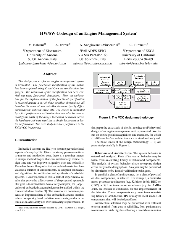(PDF) HW/SW codesign of an engine management system