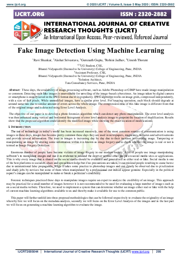 (PDF) Fake Image Detection Using Machine Learning