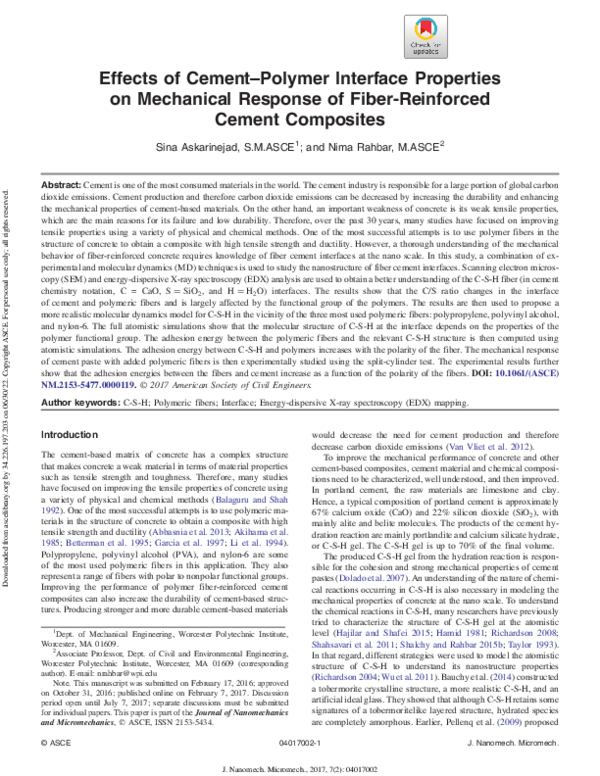 (PDF) Effects of Cement–Polymer Interface Properties on Mechanical ...