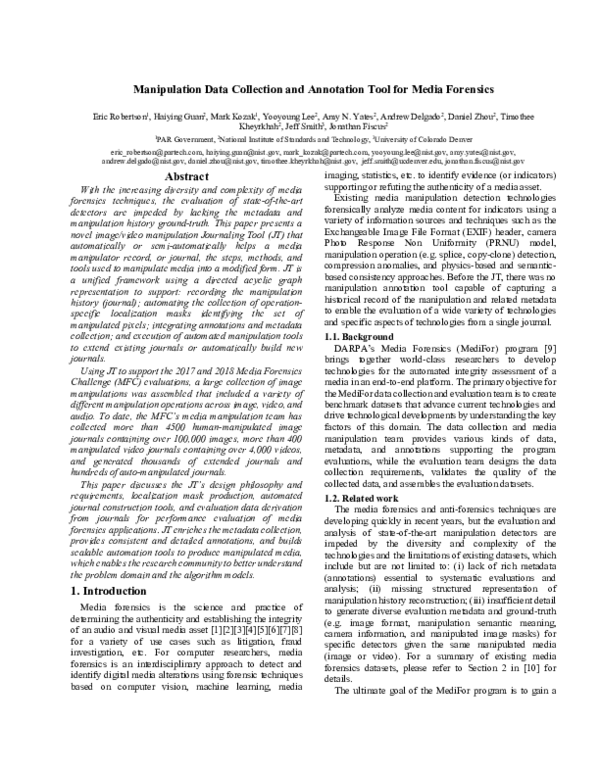 (PDF) Manipulation Data Collection and Annotation Tool for Media Forensics