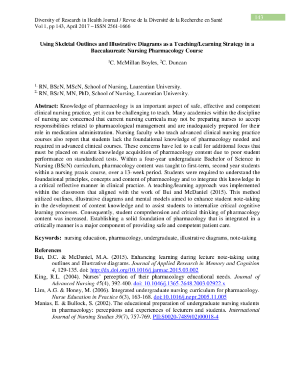 (PDF) Using Skeletal Outlines and Illustrative Diagrams as a Teaching/Learning Strategy in a ...