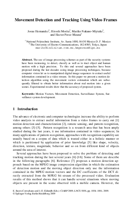 (PDF) Movement Detection and Tracking Using Video Frames