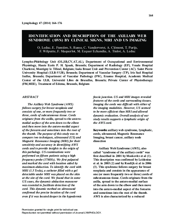 (PDF) Identification and description of the Axillary Web Syndrome (AWS ...