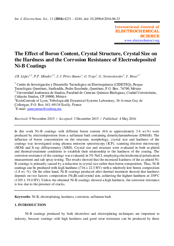 Pdf The Effect Of Boron Content Crystal Structure Crystal Size On The Hardness And The
