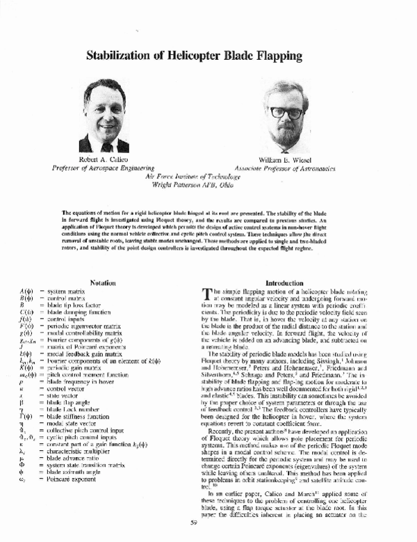 (PDF) Stabilization of Helicopter Blade Flapping
