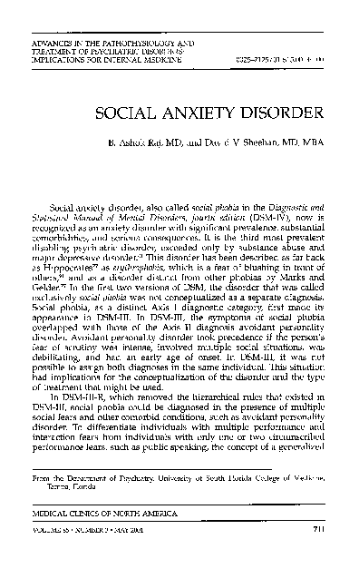 (PDF) Social Anxiety Disorder
