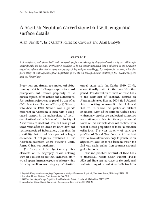(PDF) A Scottish Neolithic carved stone ball with enigmatic surface details