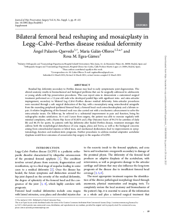 (PDF) Bilateral femoral head reshaping and mosaicplasty in Legg–Calvé ...