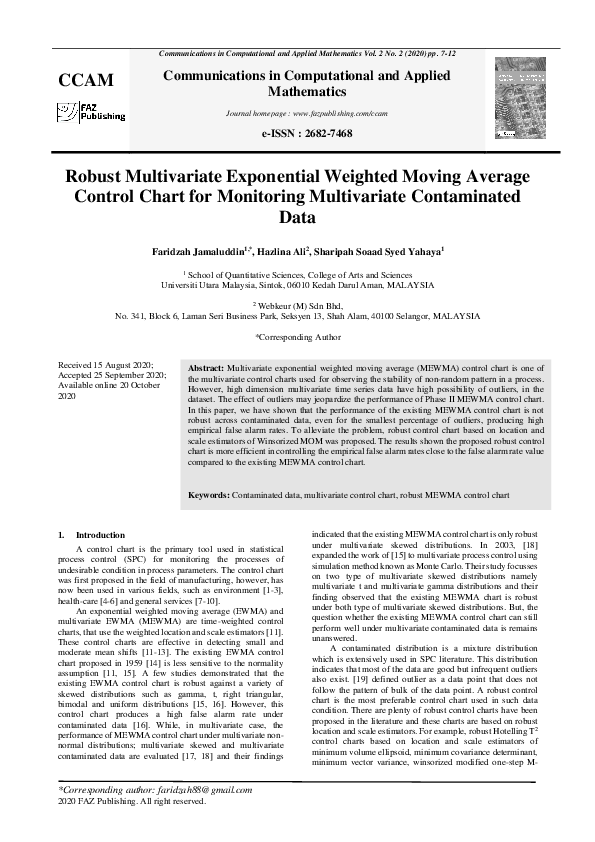 (PDF) Robust Multivariate Exponential Weighted Moving Average Control Chart for Monitoring ...