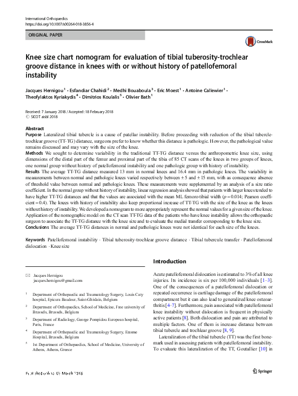 (PDF) Knee size chart nomogram for evaluation of tibial tuberosity ...