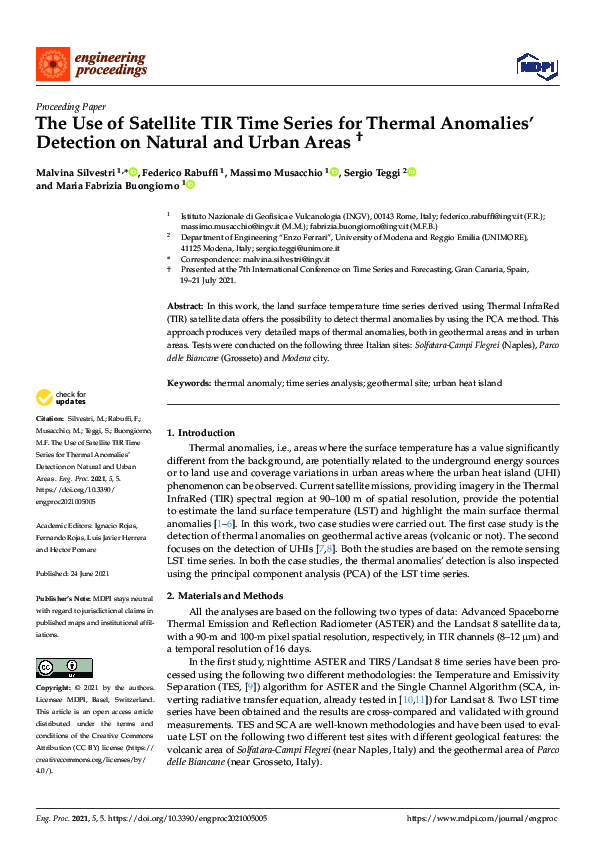 (PDF) The Use of Satellite TIR Time Series for Thermal Anomalies ...