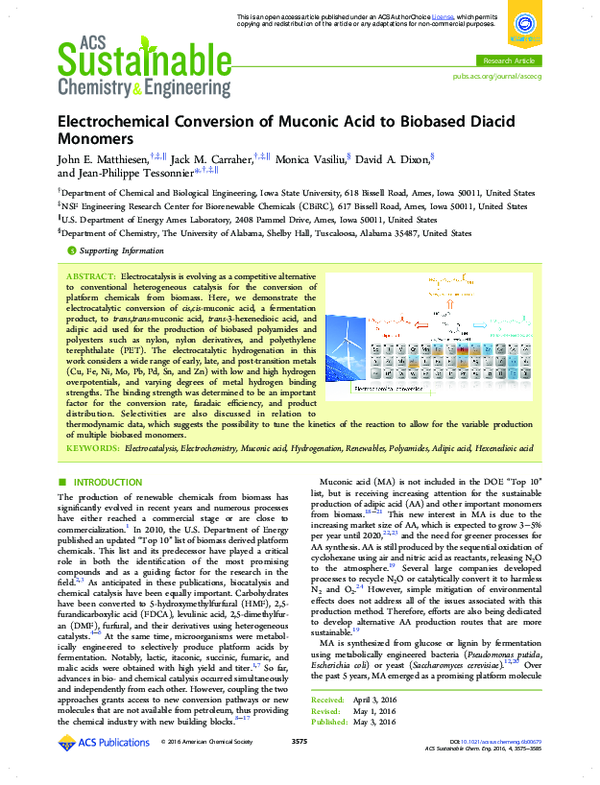 (PDF) Electrochemical Conversion of Muconic Acid to Biobased Diacid ...