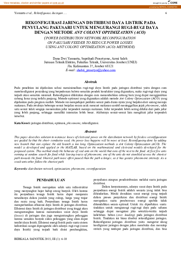 (PDF) Rekonfigurasi Jaringan Distribusi Daya Listrik Pada Penyulang ...