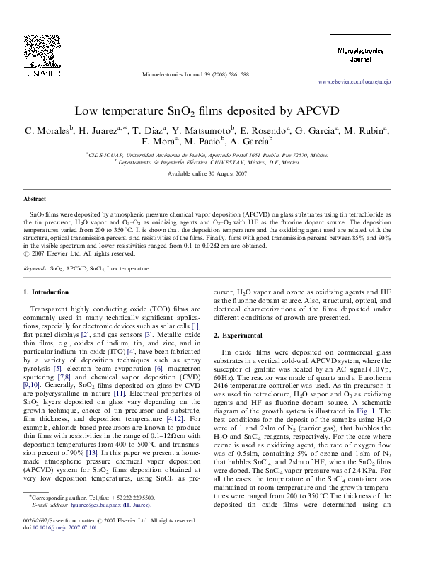 (PDF) Low temperature SnO2 films deposited by APCVD