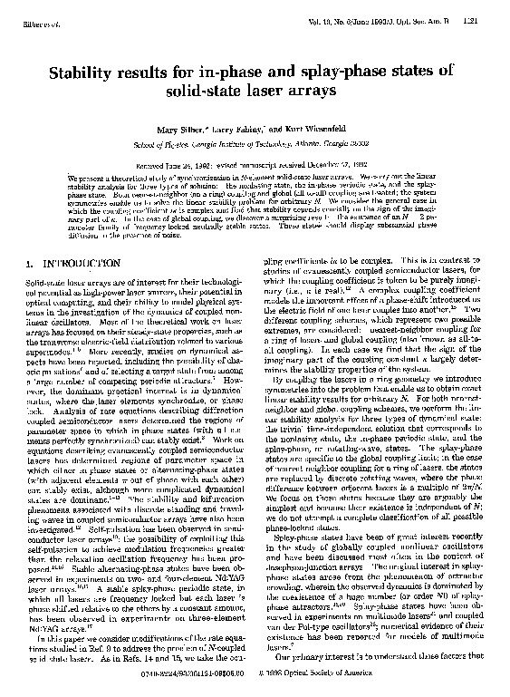 (PDF) Stability results for in-phase and splay-phase states of solid ...