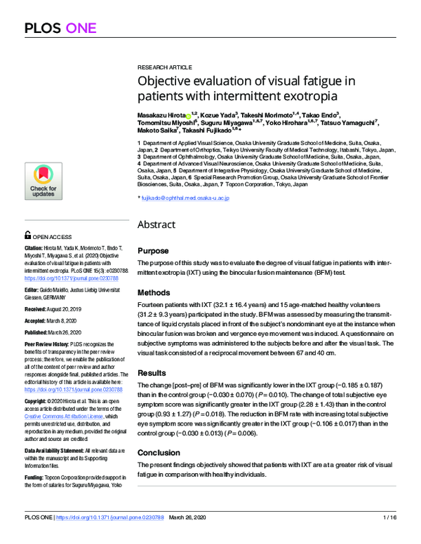 (PDF) Objective evaluation of visual fatigue in patients with ...