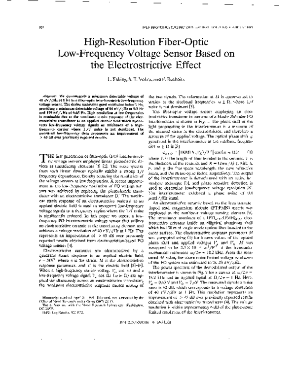 (PDF) High-resolution fiber-optic low-frequency voltage sensor based on the electrostrictive effect