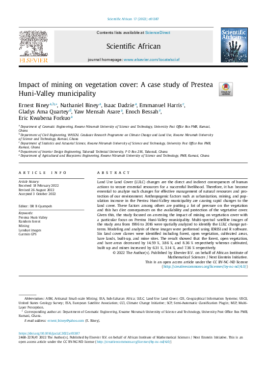 (PDF) Impact of mining on vegetation cover: A case study of Prestea ...