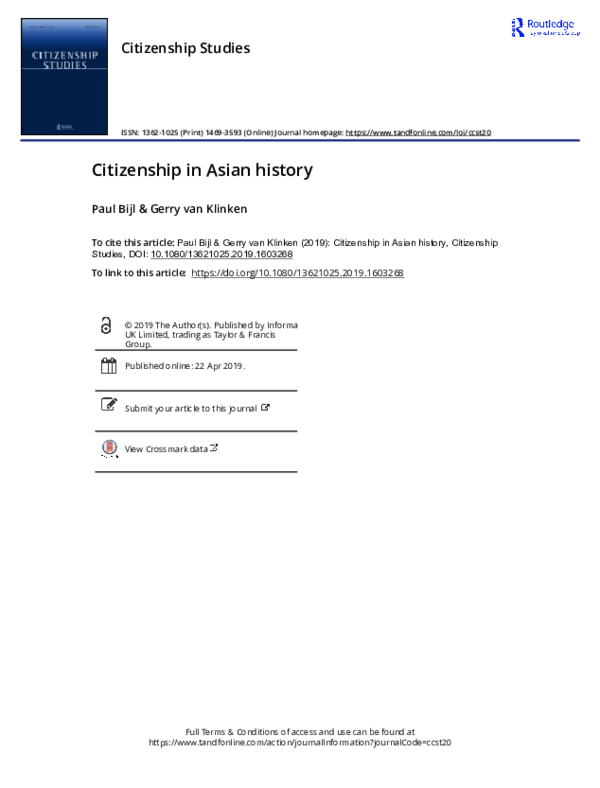 (PDF) Citizenship in Asian history