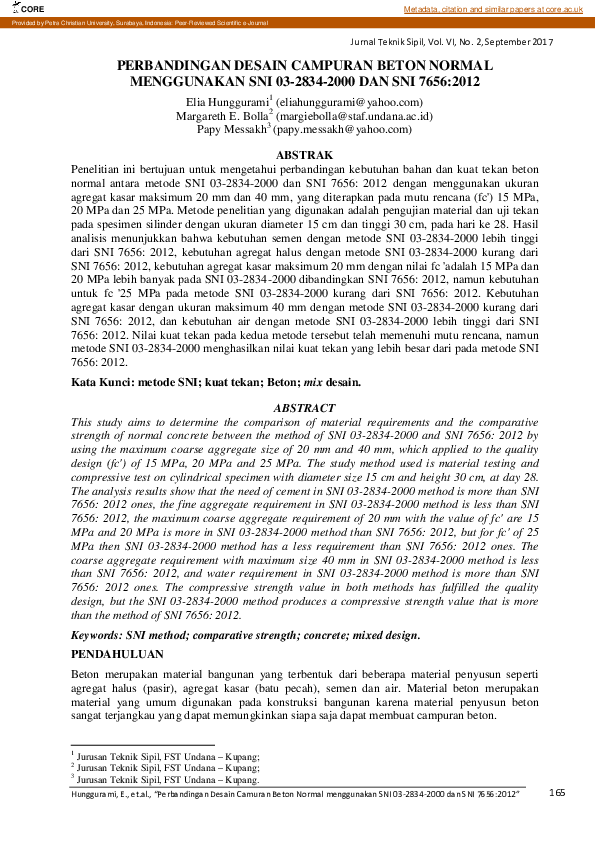 (PDF) Perbandingan Desain Campuran Beton Normal Menggunakan Sni 03-2834 ...